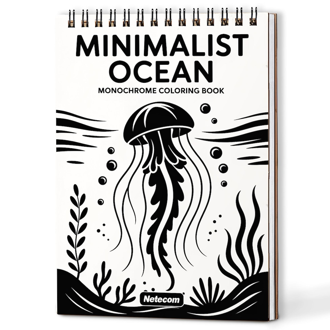 Minimalist Ocean Wooden Coloring Book A5 – 30 Monochrome Pages ...