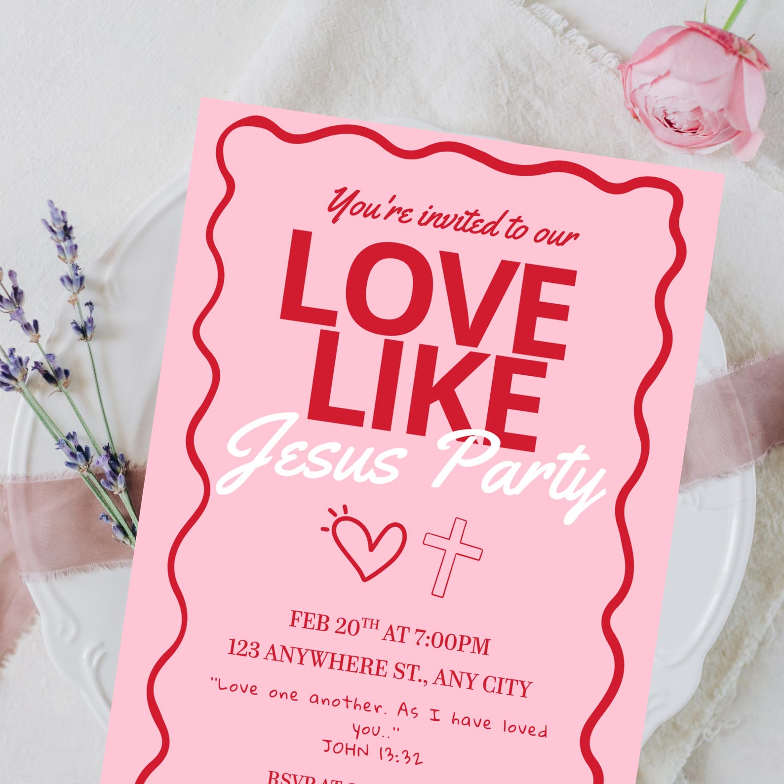 Love Like Jesus Party Invitation,christian Valentine Design, Valentine ...