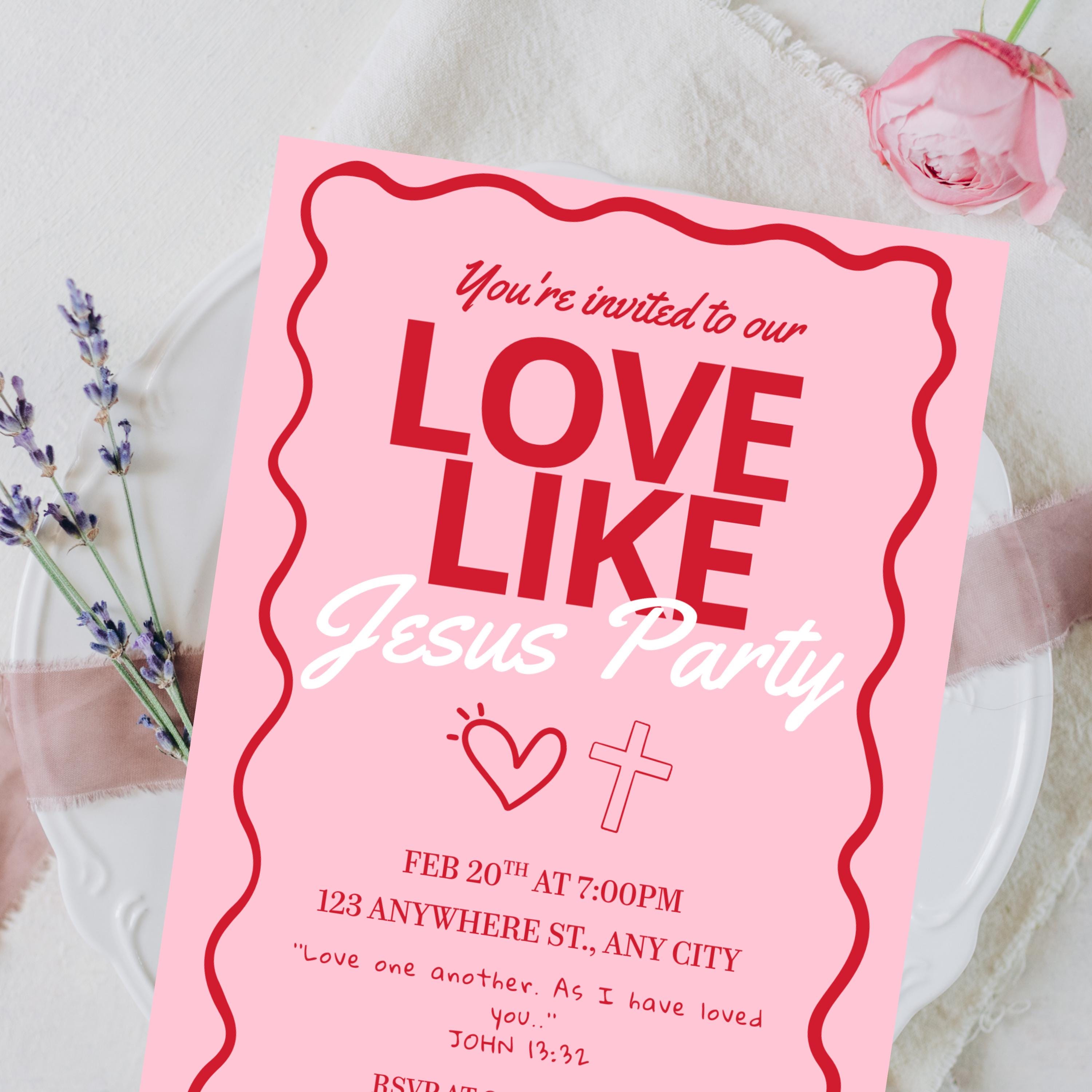 Love Like Jesus Party Invitation,christian Valentine Design, Valentine ...