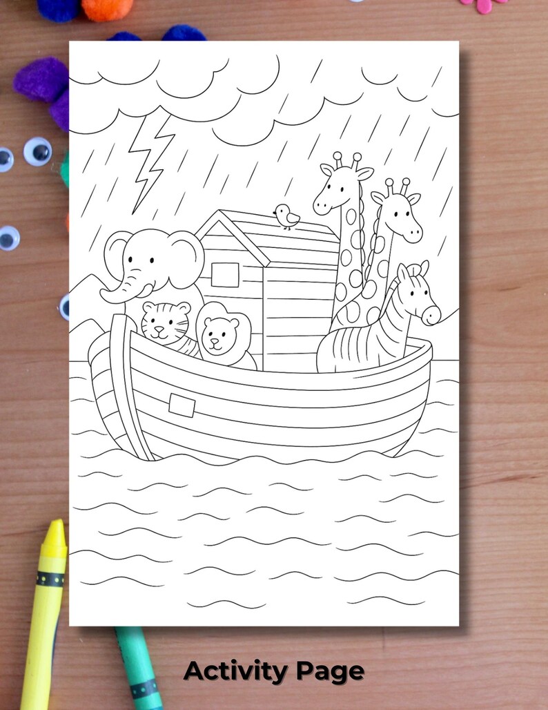 Noah's Ark Activity Pack: Bible Story Coloring Pages (printable) - Etsy