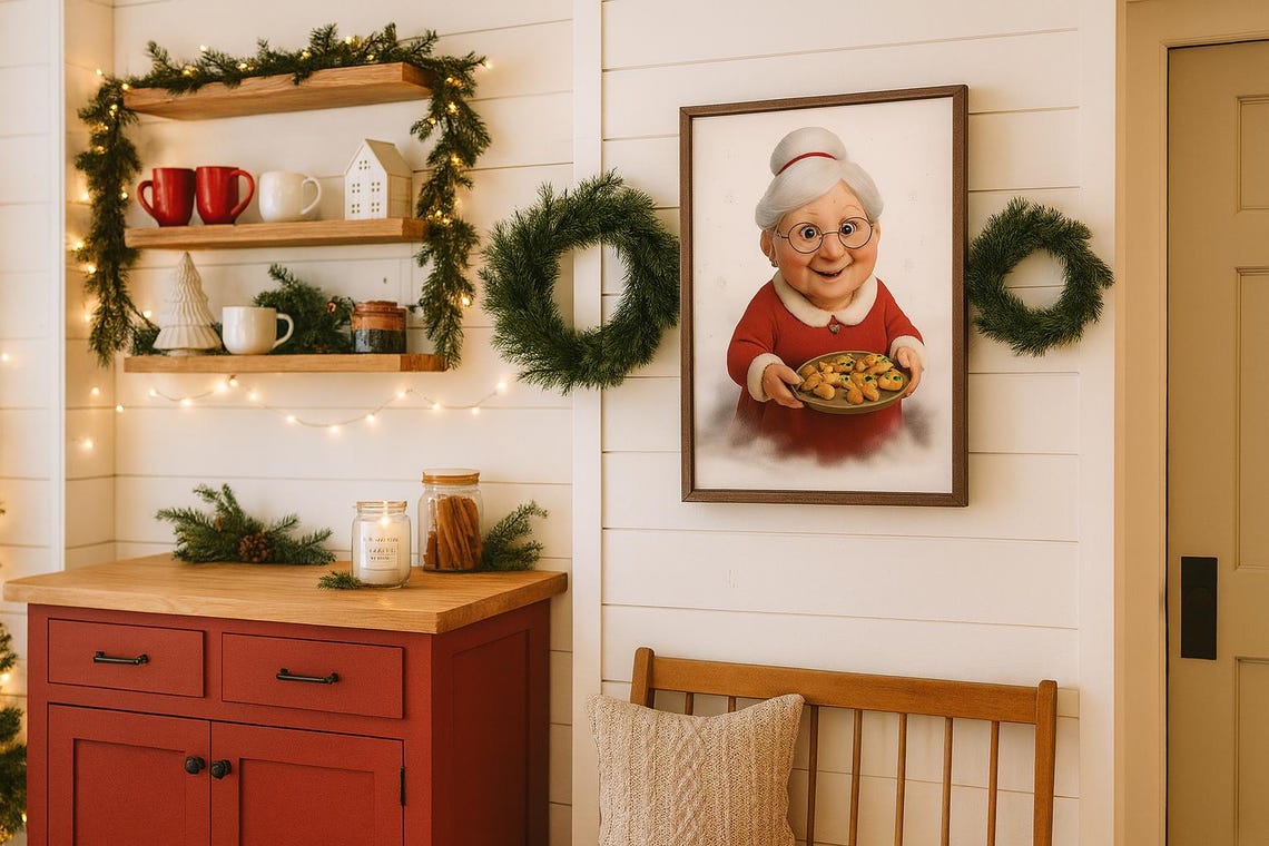 Mrs. Claus Wall Art– Christmas Holiday Printable, JPEG Instant Download ...