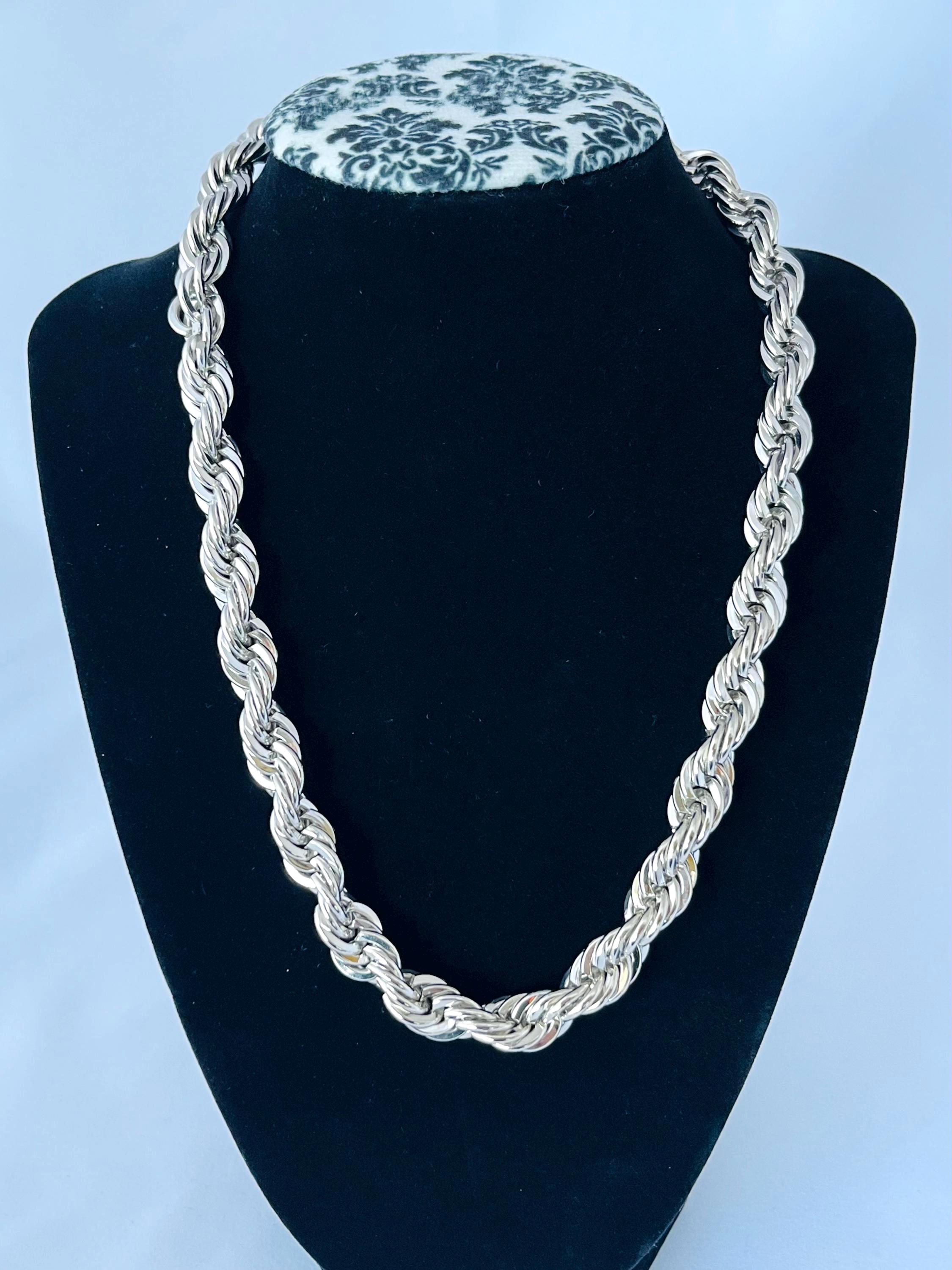 1980s Vintage Napier Bold & Heavy Silver-tone 18 Inch Necklace, 9.5mm ...