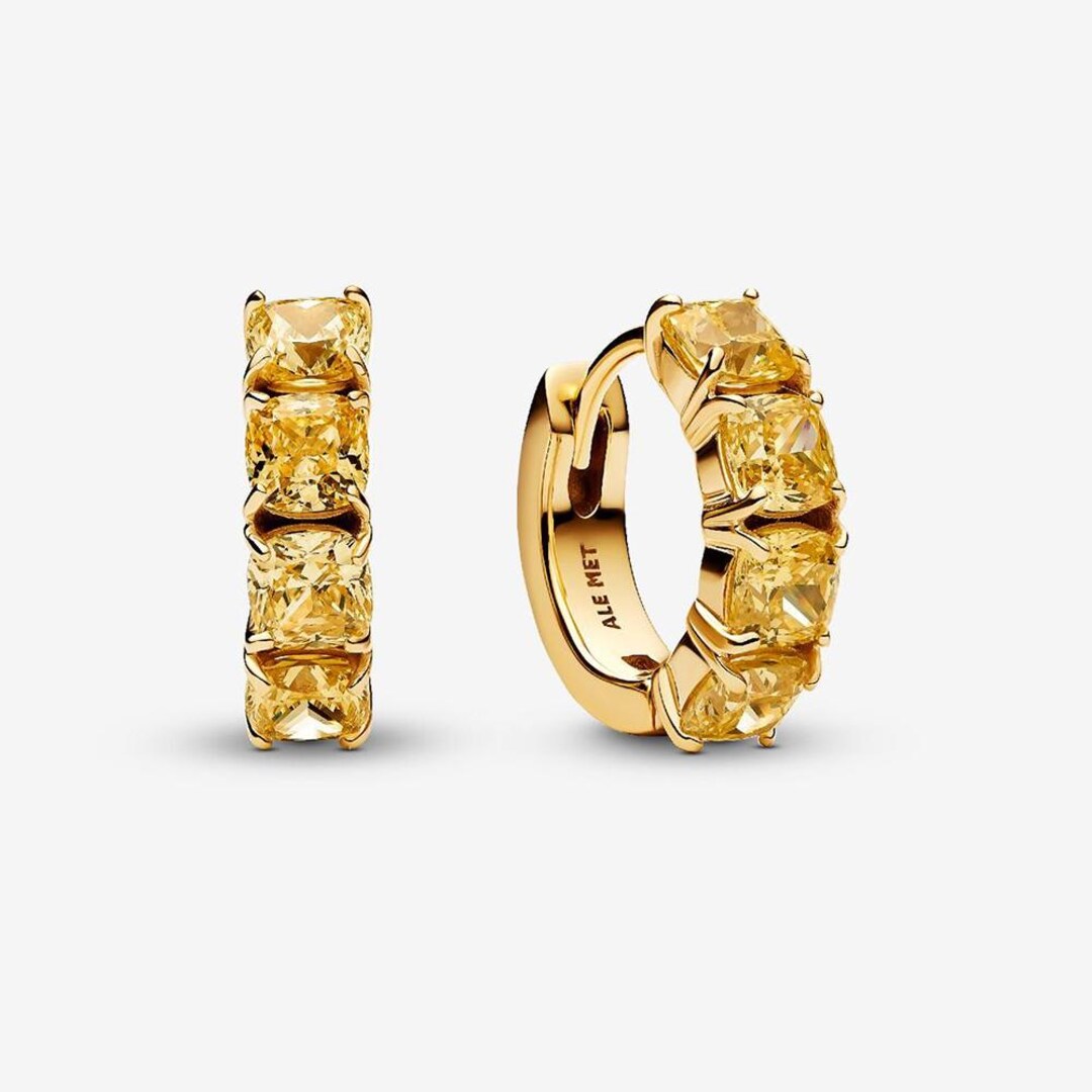 Pandora Sparkling Yellow Hoop Earrings - Etsy