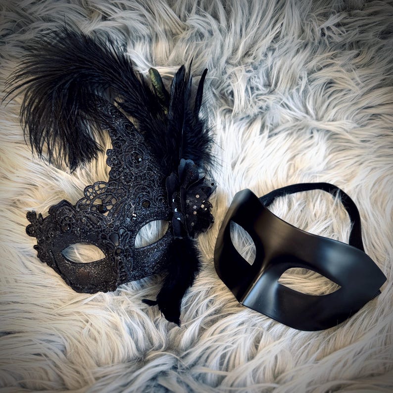 Black Men or Women Masquerade Masks , Men's Venetian Eye Masks, Women ...