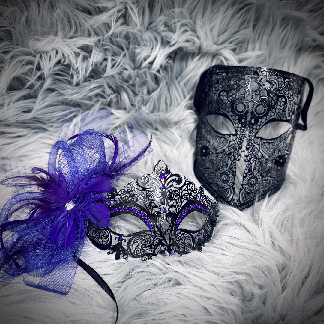 Black Men or Women Masquerade Metal Masks , Men's Venetian Eye Masks ...