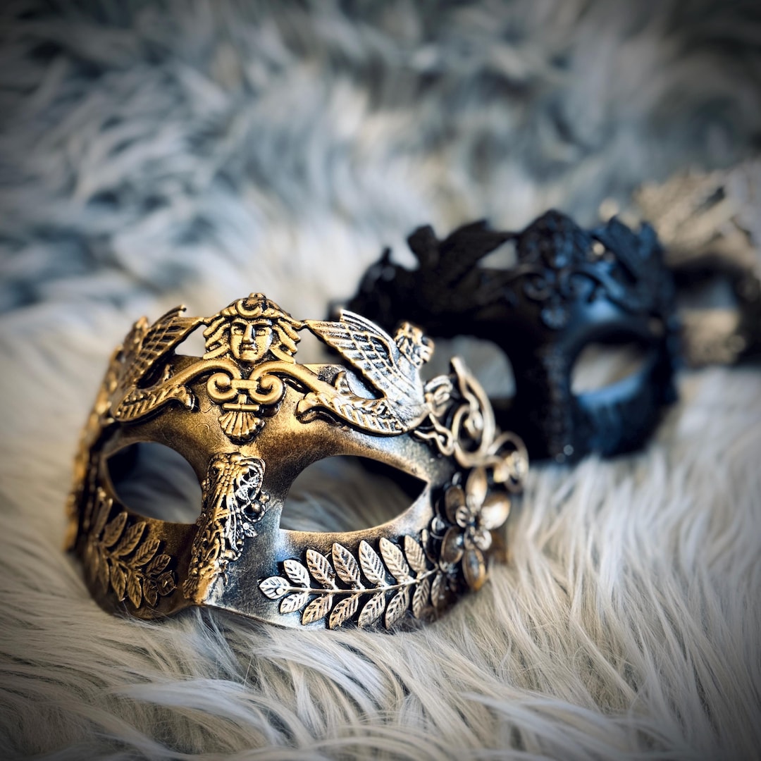 Men's Gold Ancient Roman Greek Eye Mask for Mardi Gras , Halloween ...