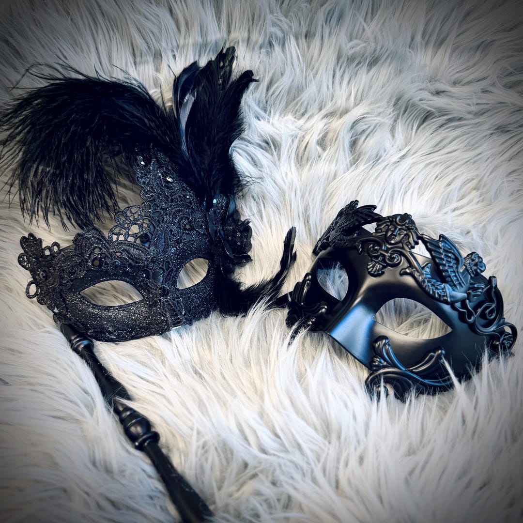 Black Men or Women Masquerade Masks , Men's Venetian Eye Masks, Women ...