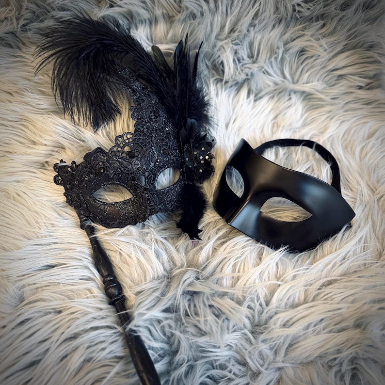 Black Men or Women Masquerade Masks , Men's Venetian Eye Masks, Women ...