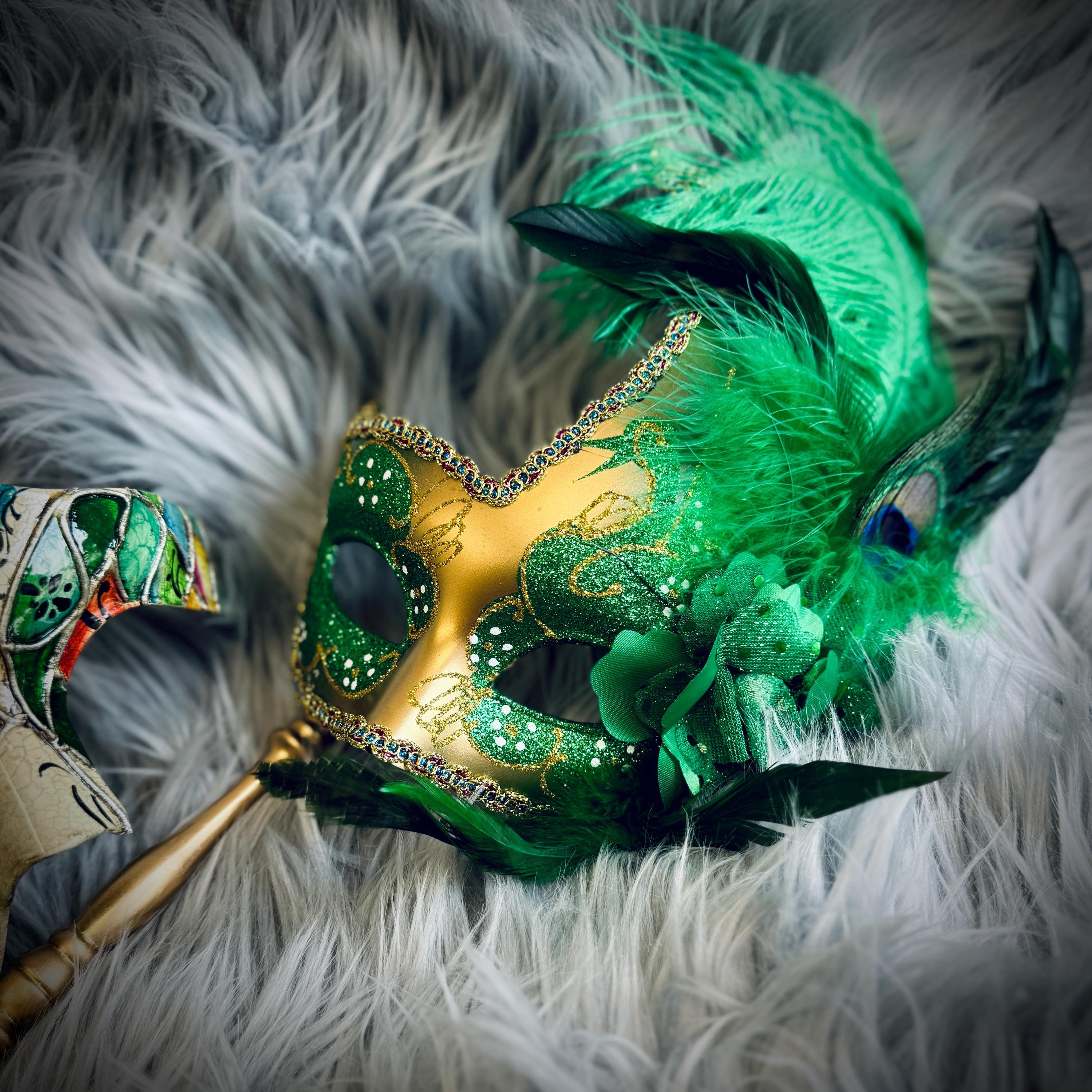 Green Men or Women Masquerade Masks , Men's Venetian Eye Masks, Women ...