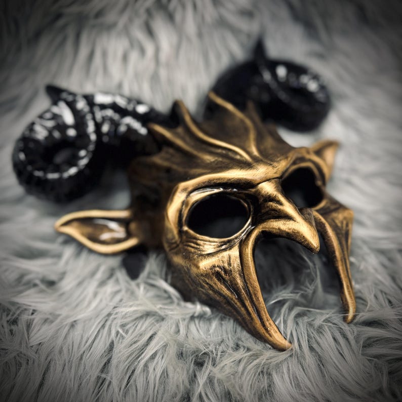 Gold Krampus Devil Demon Horn Goat Masks for Couple : Halloween ...