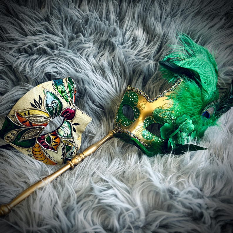 Green Men or Women Masquerade Masks , Men's Venetian Eye Masks, Women ...