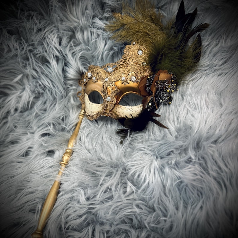 Gold Masquerade Masks for Couples, His and Hers Feather Masks, Couples ...