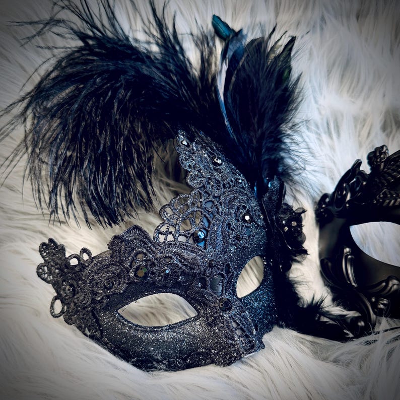 Black Men or Women Masquerade Masks , Men's Venetian Eye Masks, Women ...
