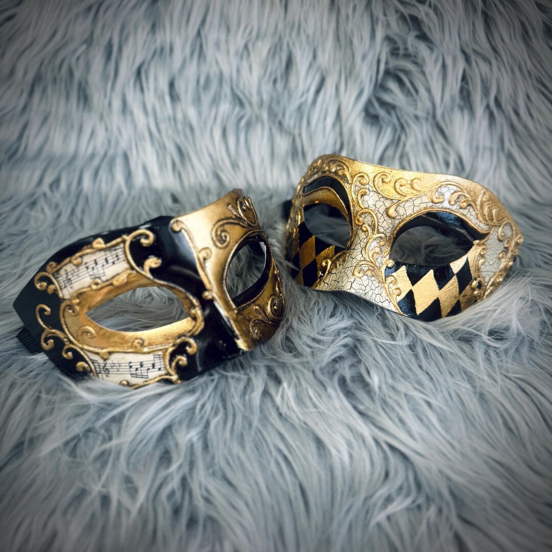 Men's Black & Gold Masquerade Eye Mask : Mardi Gras , Halloween ...