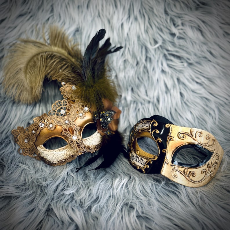 Gold Men or Women Masquerade Masks , Men's Venetian Eye Masks, Women ...