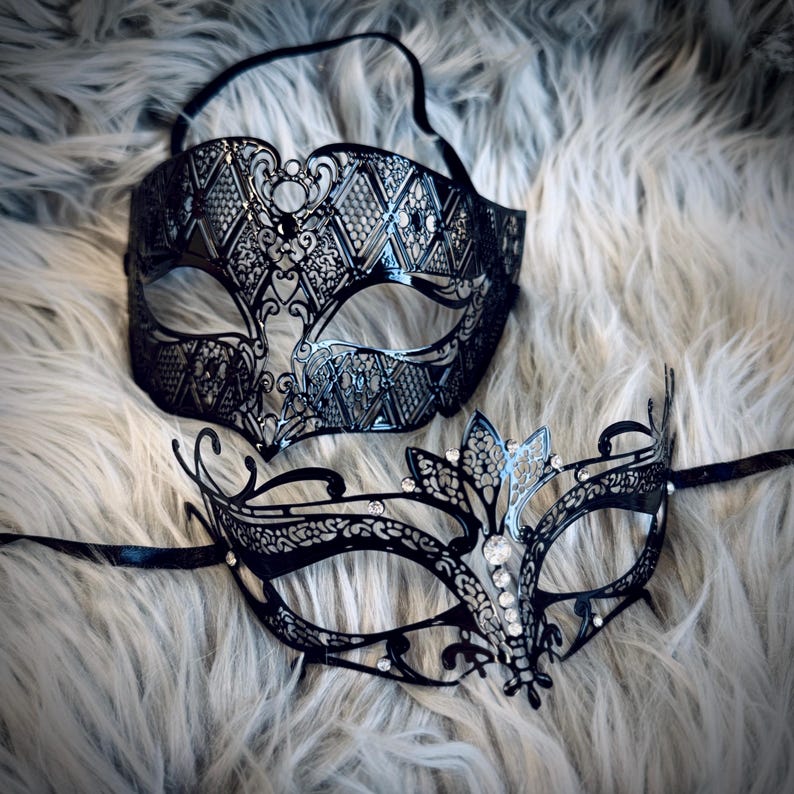 Black Metal Men's or Women Masquerade Masks , Women Venetian Mask , Men ...