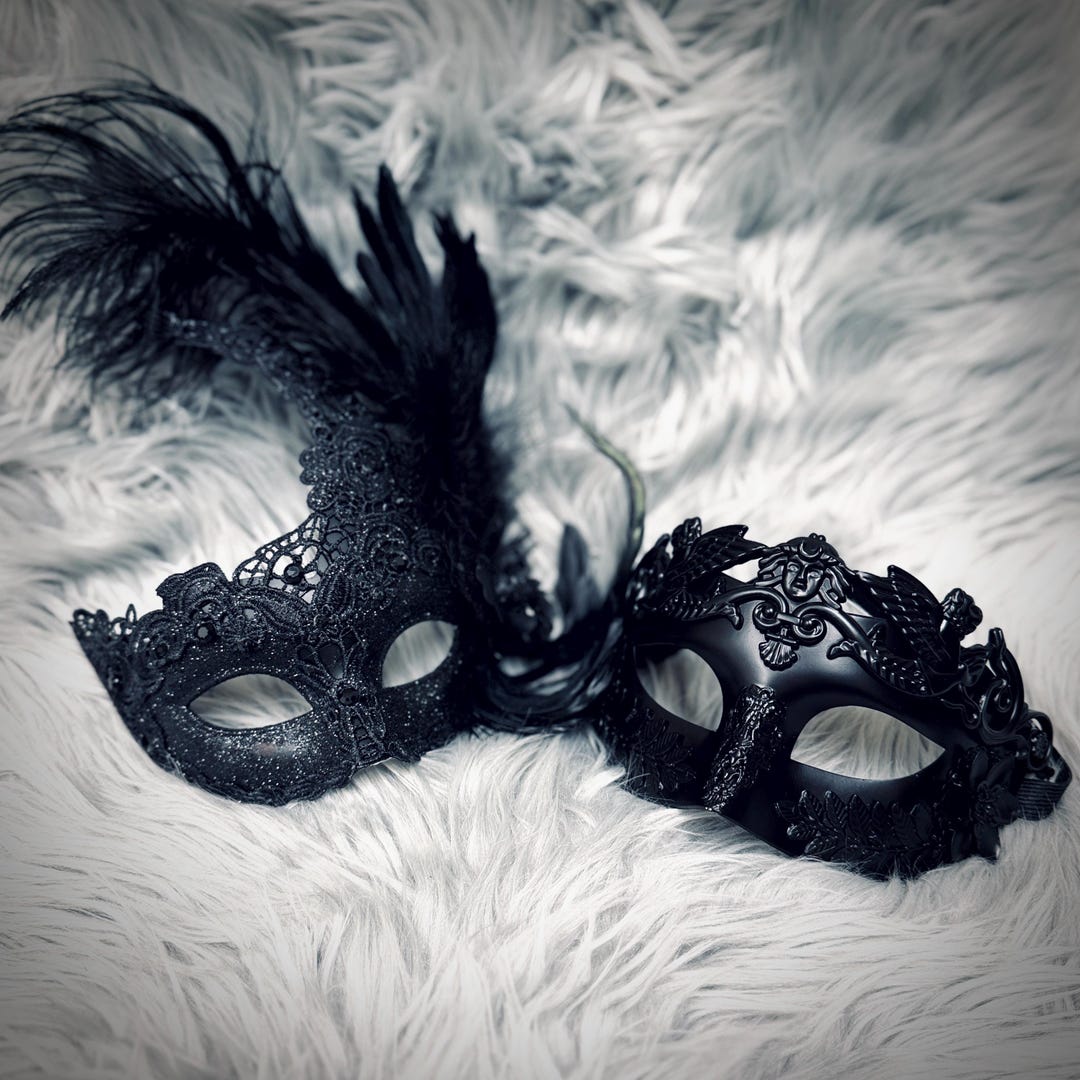 Black Men or Women Masquerade Masks , Men's Venetian Eye Masks, Women ...