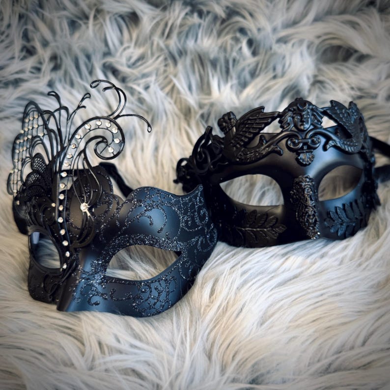 Black Men's or Women Masquerade Party Masks , Women Venetian Mask , Men ...