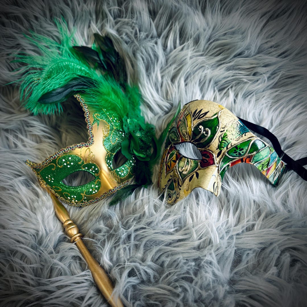 Green Men or Women Masquerade Masks , Men's Venetian Eye Masks, Women ...
