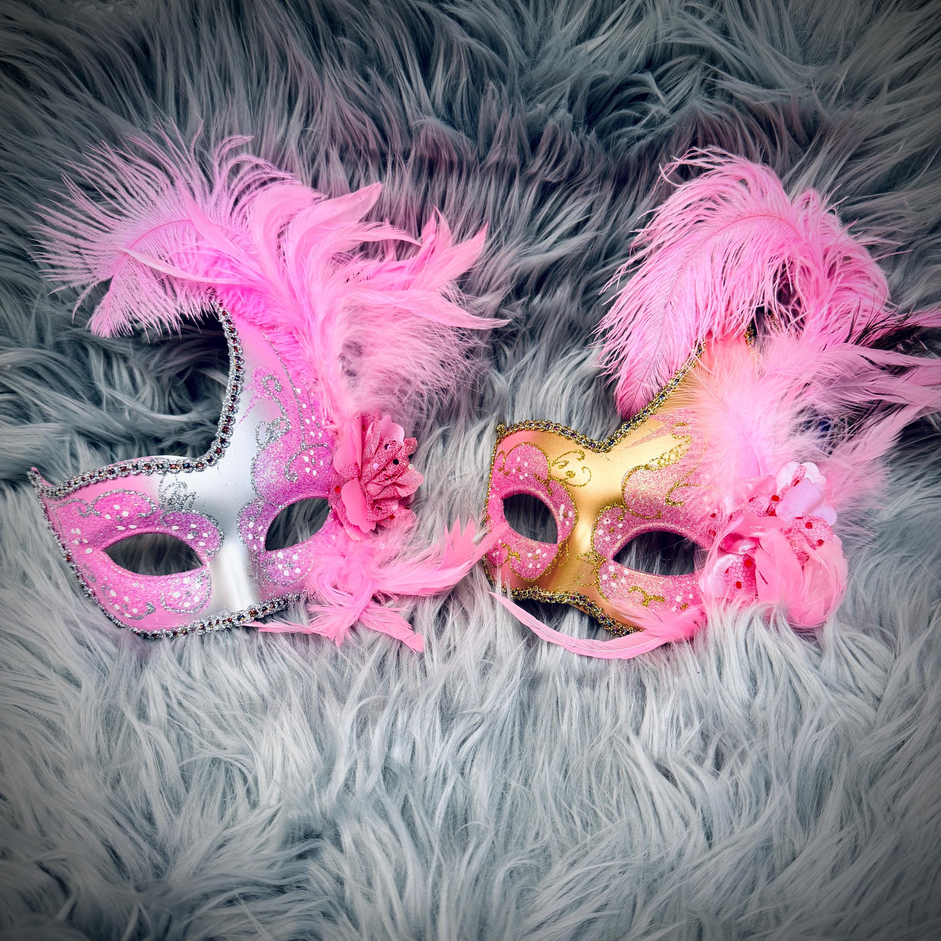 Women Pink Masquerade Costume Party Ball Masks : Halloween , Mardi Gras ...