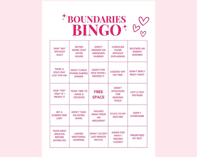 Boundaries Bingo Printable: Self-care Therapy Game (PDF) - Etsy