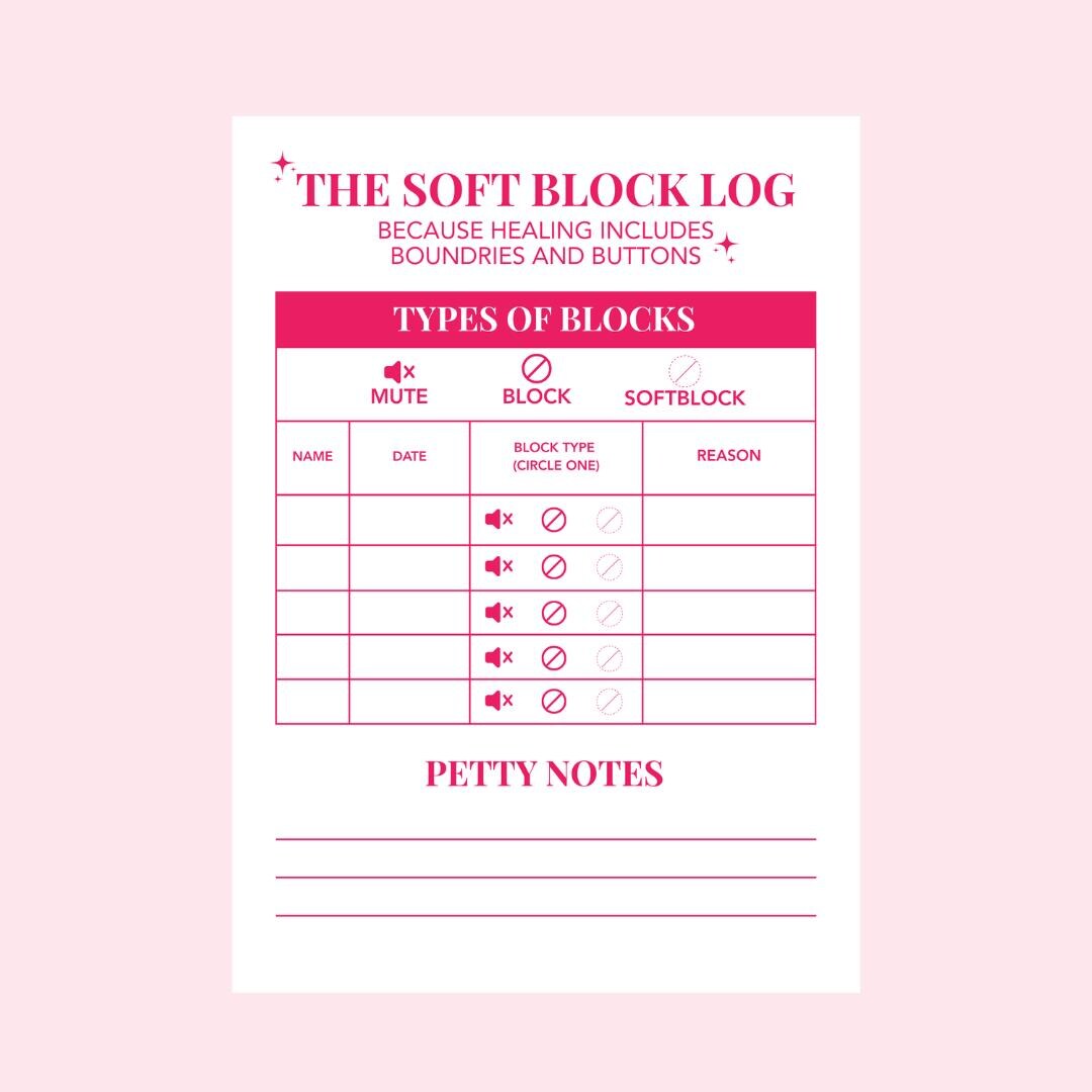 The Soft Block Log Printable | Funny Breakup Tracker PDF | Digital No ...