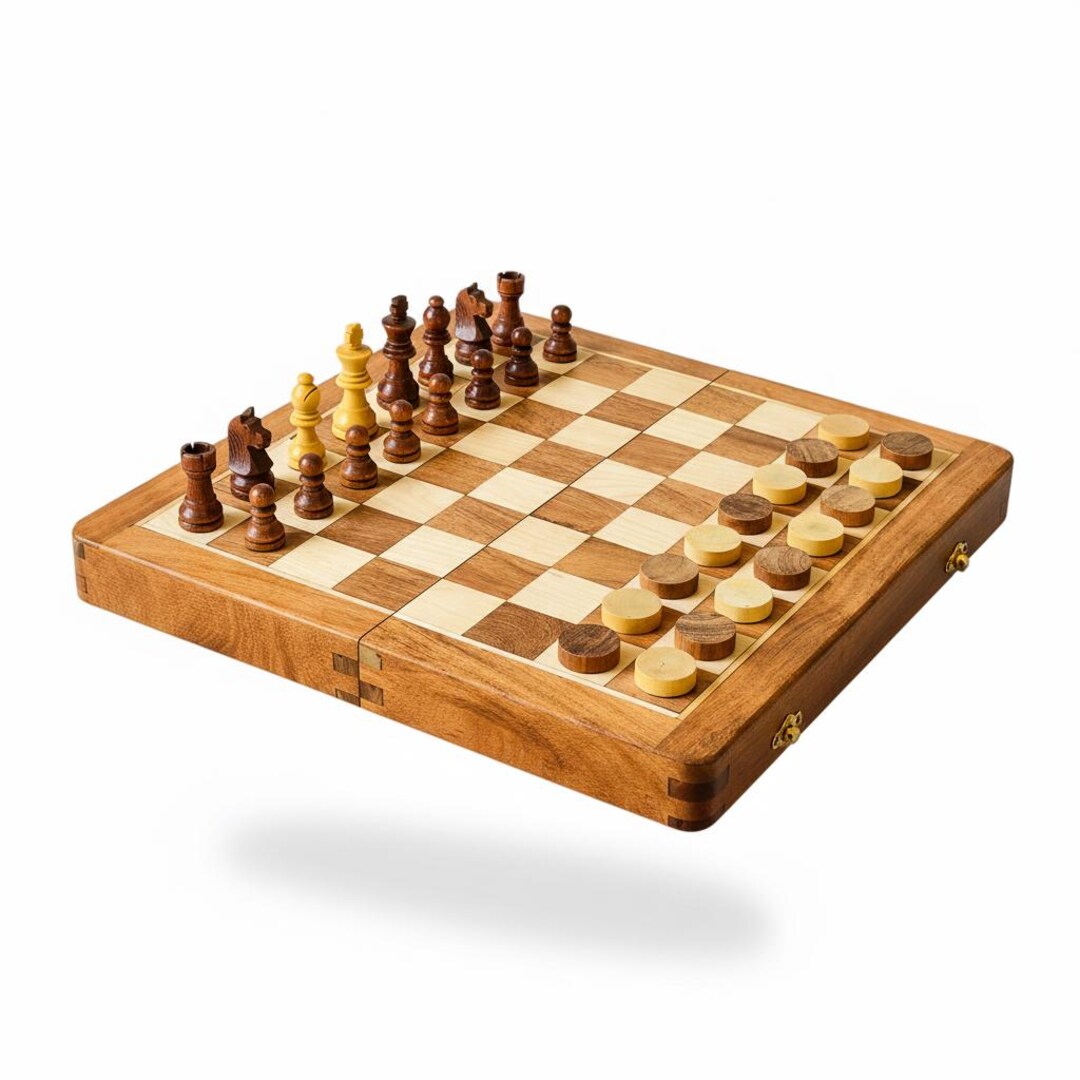 Handmade Wooden 3-in-1 Travel Chess Set, Checkers, Backgammon - Etsy