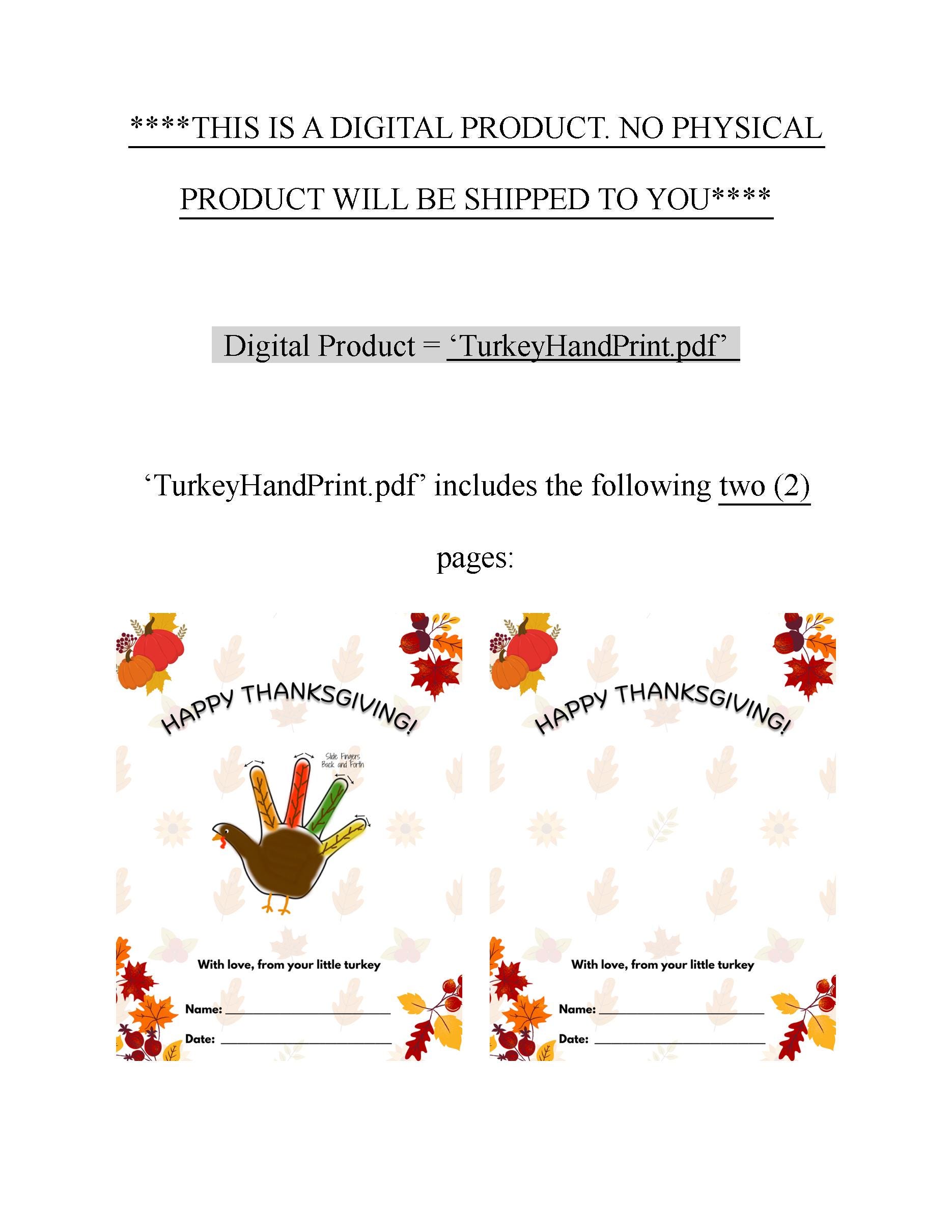 Turkey Handprint Printout, Classroom Ideas, Handprint Craft, Preschool ...