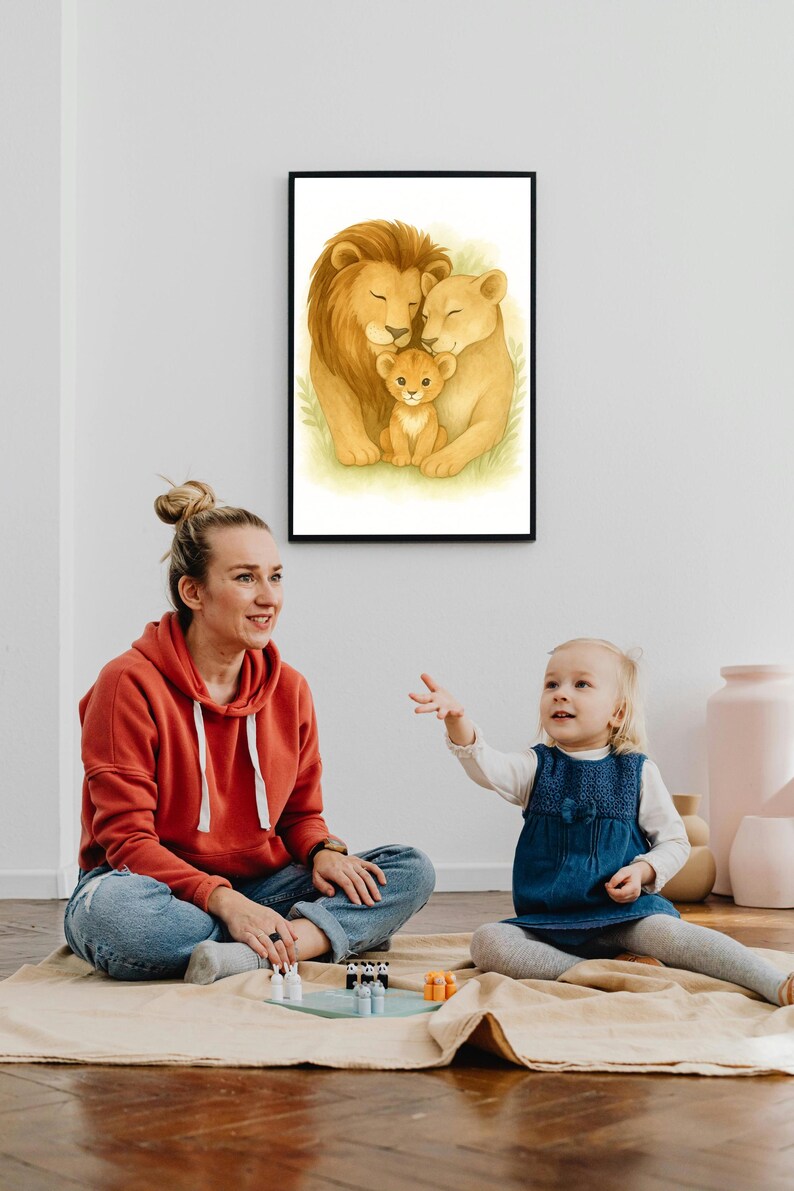 Lion Family Nursery Print: Baby Animal Watercolor Art (digital Download ...