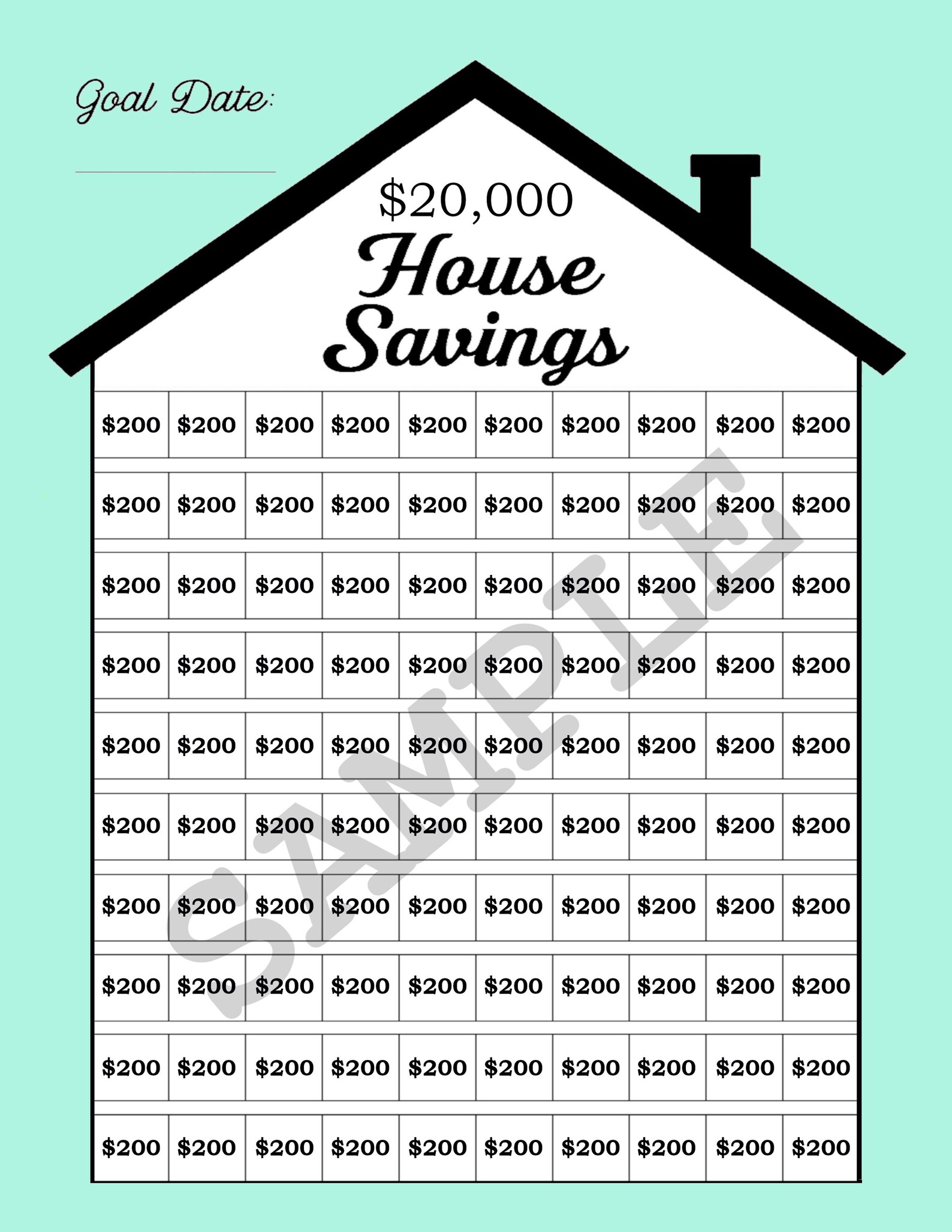 20K Home Savings Challenge Printable, 20k House Money Savings Challenge ...
