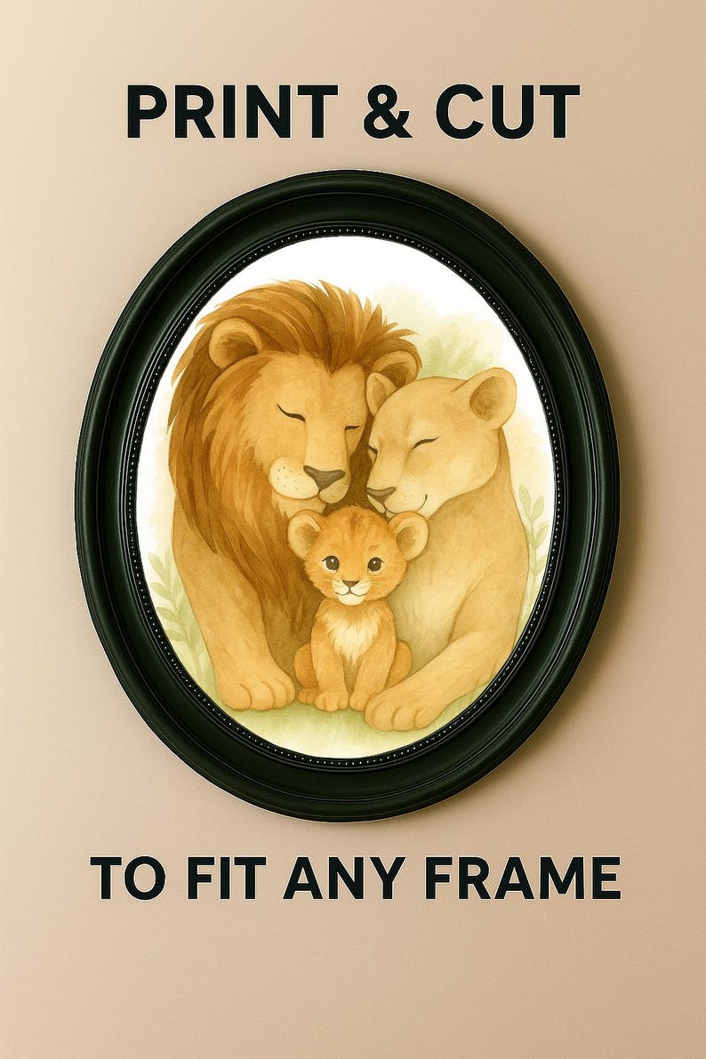 Lion Family Nursery Print: Baby Animal Watercolor Art (digital Download ...