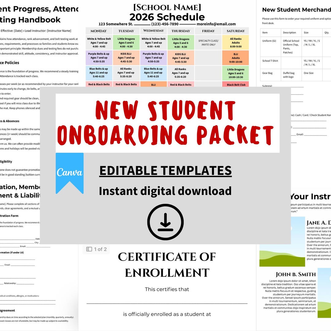 Martial Arts Student Onboarding Templates: Dojo Forms, Handbook ...