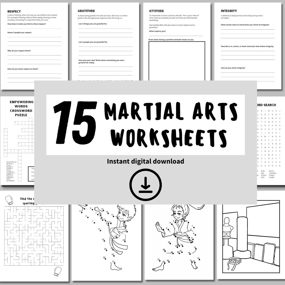 Martial Arts Activity Pack: Karate, Taekwondo Worksheets (PDF Download ...