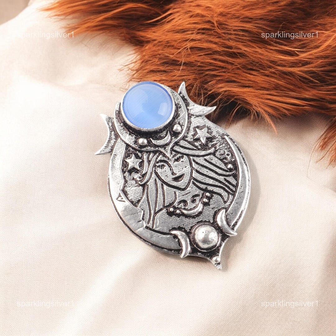 Natural Dark Blue Cat's Eye Round Pendant | Handmade 925 Sterling ...