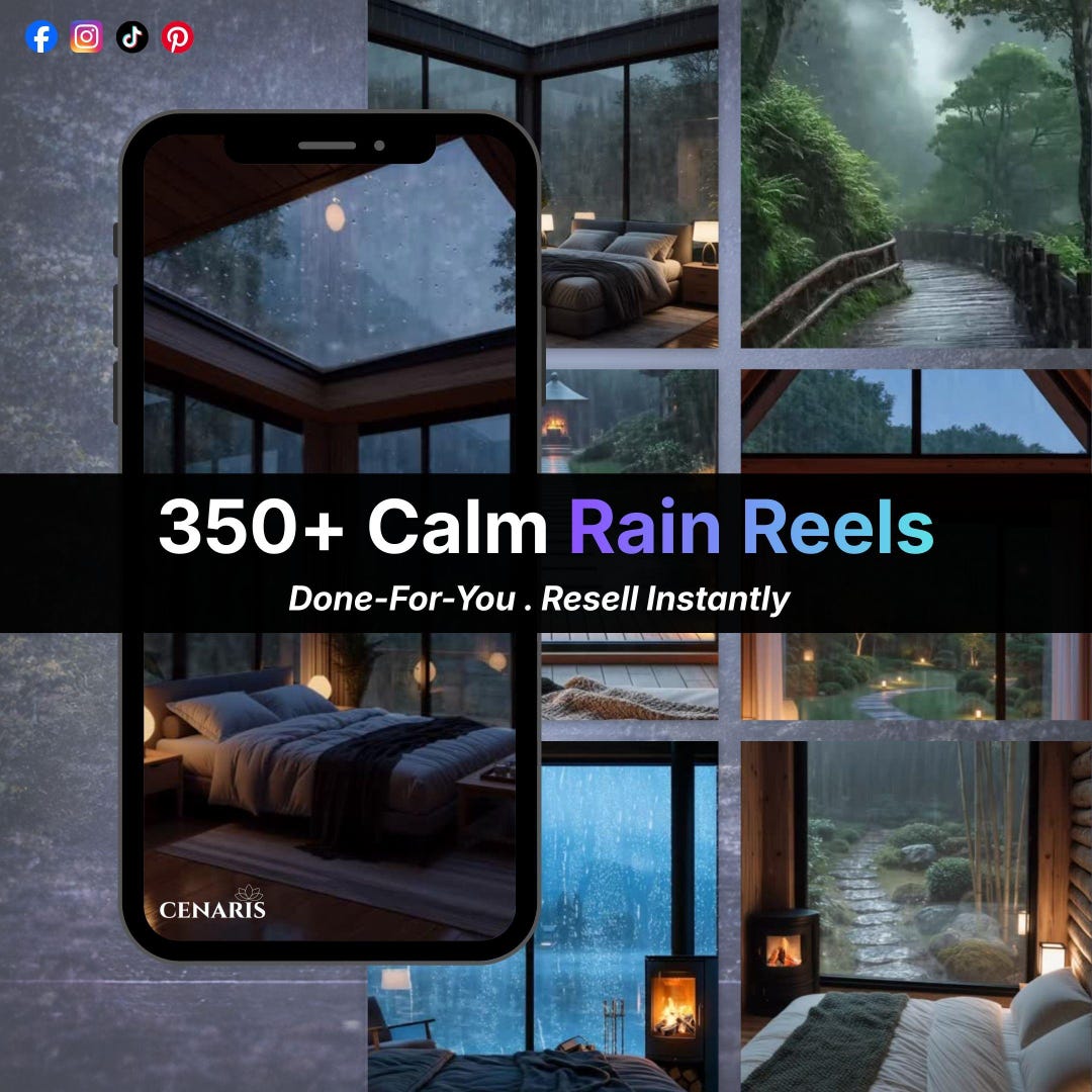 Rain Reels Calming Meditation Bundle Video Faceless Content Creator ...