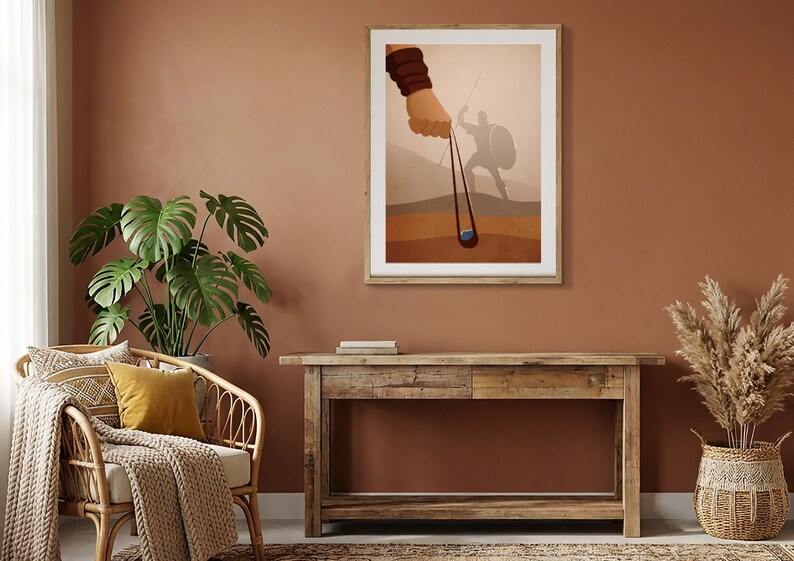 David and Goliath Wall Art | Christian Boho Interior Decor | Faith Over ...