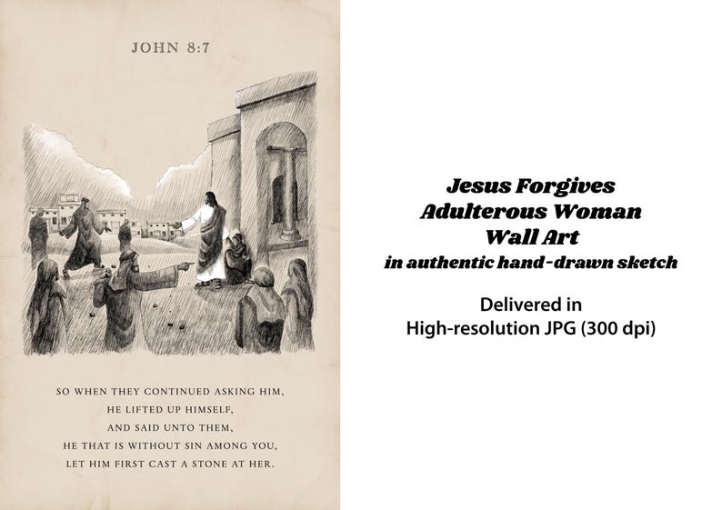 He Who is Without Sin Let Him First Cast A Stone, Jesus and Adulterous ...