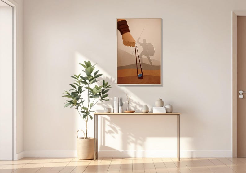 David and Goliath Wall Art | Christian Boho Interior Decor | Faith Over ...