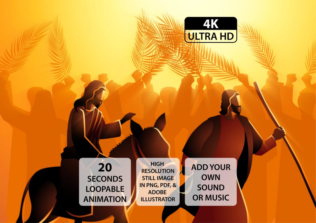 Palm Sunday Motion Graphic, Jesus Triumphal Entry to Jerusalem, Liturgy ...