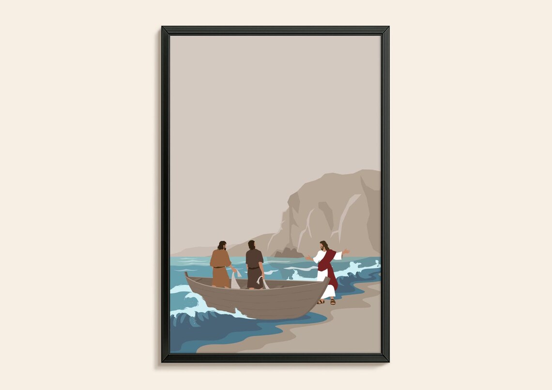 Jesus Calling His First Disciples Peter and Andrew | Christian Poster ...