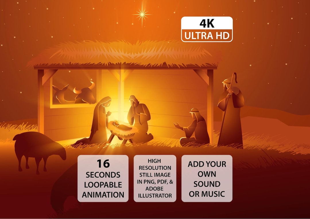 Nativity Scene Loopable Animation, Baby Jesus in the Manger, 4k-ultra ...