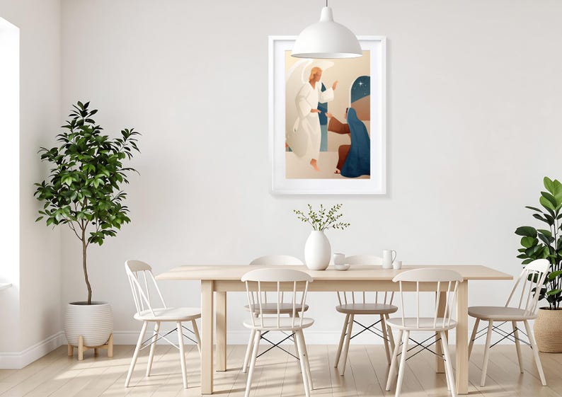 The Annunciation, Angel Gabriel Visits Mary | Modern Cristian Wall Art ...