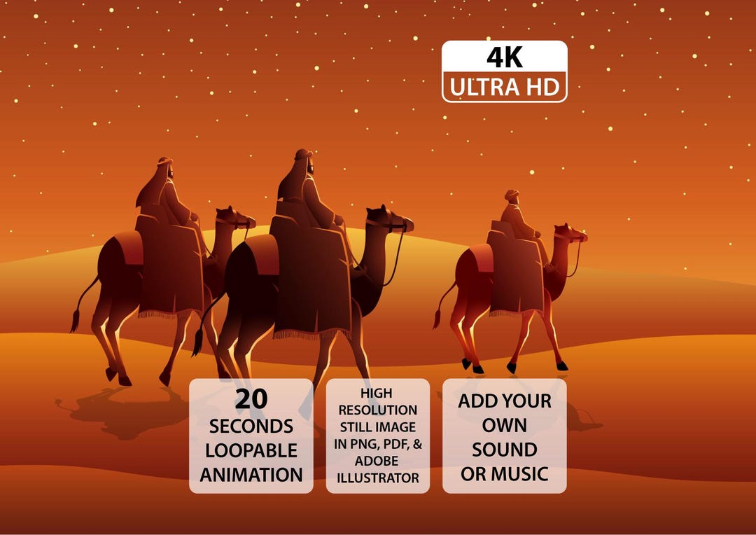 Three Wise Men Loopable Animation, Christian Christmas Video, 4k-ultra ...