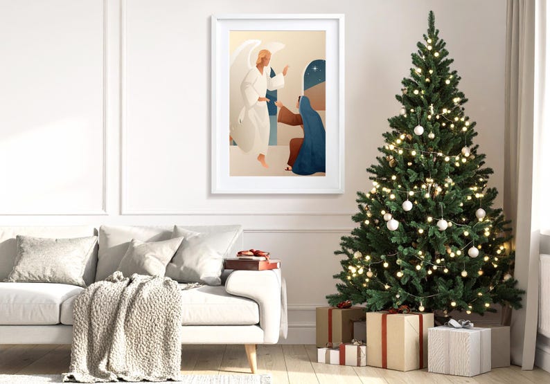 The Annunciation, Angel Gabriel Visits Mary | Modern Cristian Wall Art ...