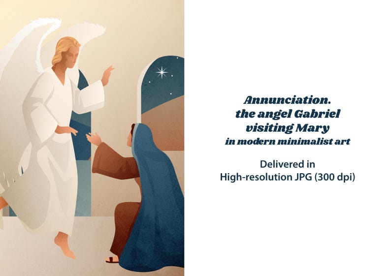 The Annunciation, Angel Gabriel Visits Mary | Modern Cristian Wall Art ...