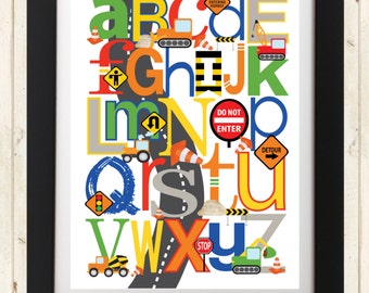 Alphabet Robot ABC Nursery Art Print | Etsy
