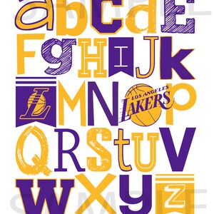 LA LAKERS Nba Team ABC Nursery Art Print - Etsy