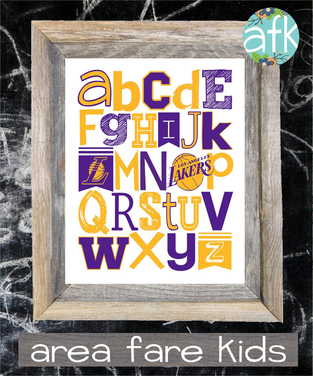 LA LAKERS Nba Team ABC Nursery Art Print - Etsy