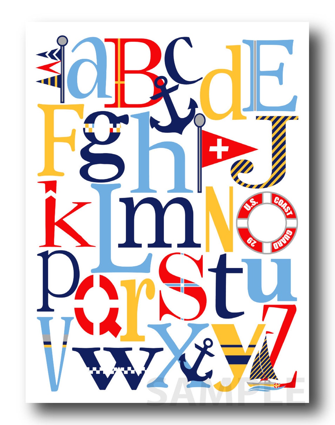 NAUTICAL ABC Nursery Art Print - Etsy