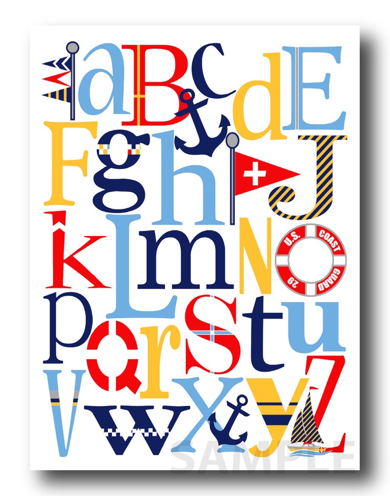 NAUTICAL ABC Nursery Art Print - Etsy